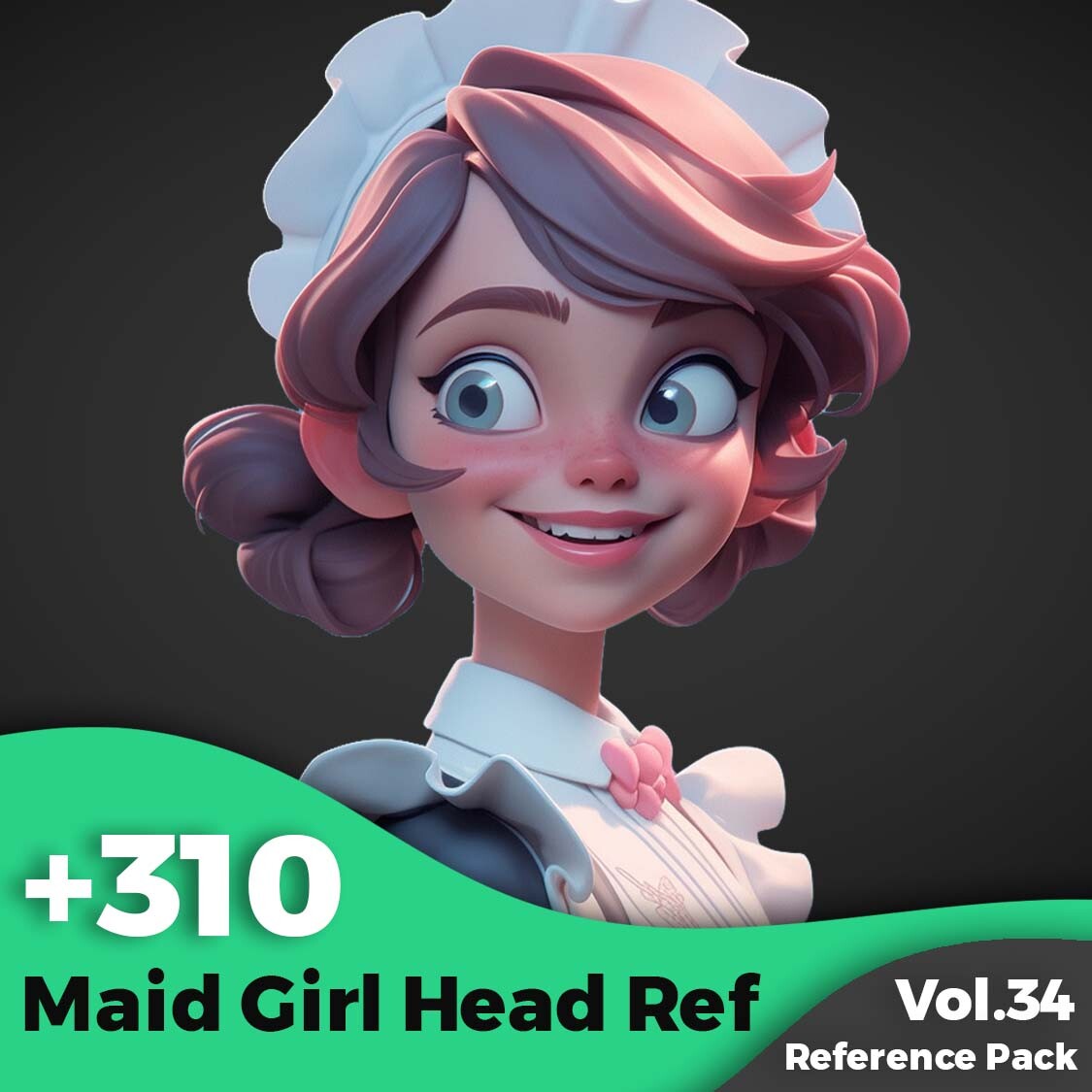 ArtStation - +310 Maid Girl Head Reference(4k)