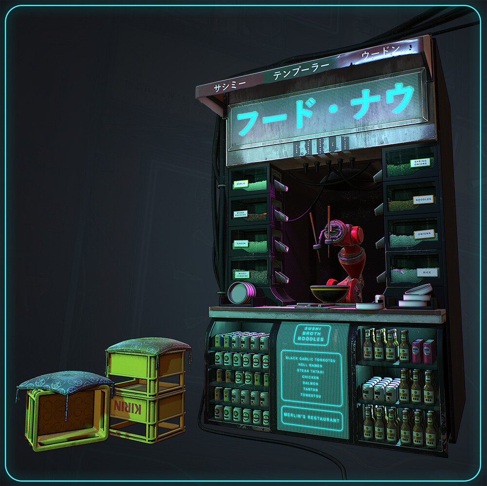ArtStation - Neo Tokyo - Robot Food Stall