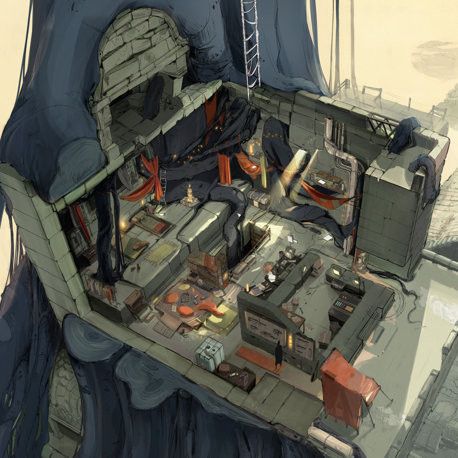 ArtStation - Desert Khmer Hideout | Sleeping interior