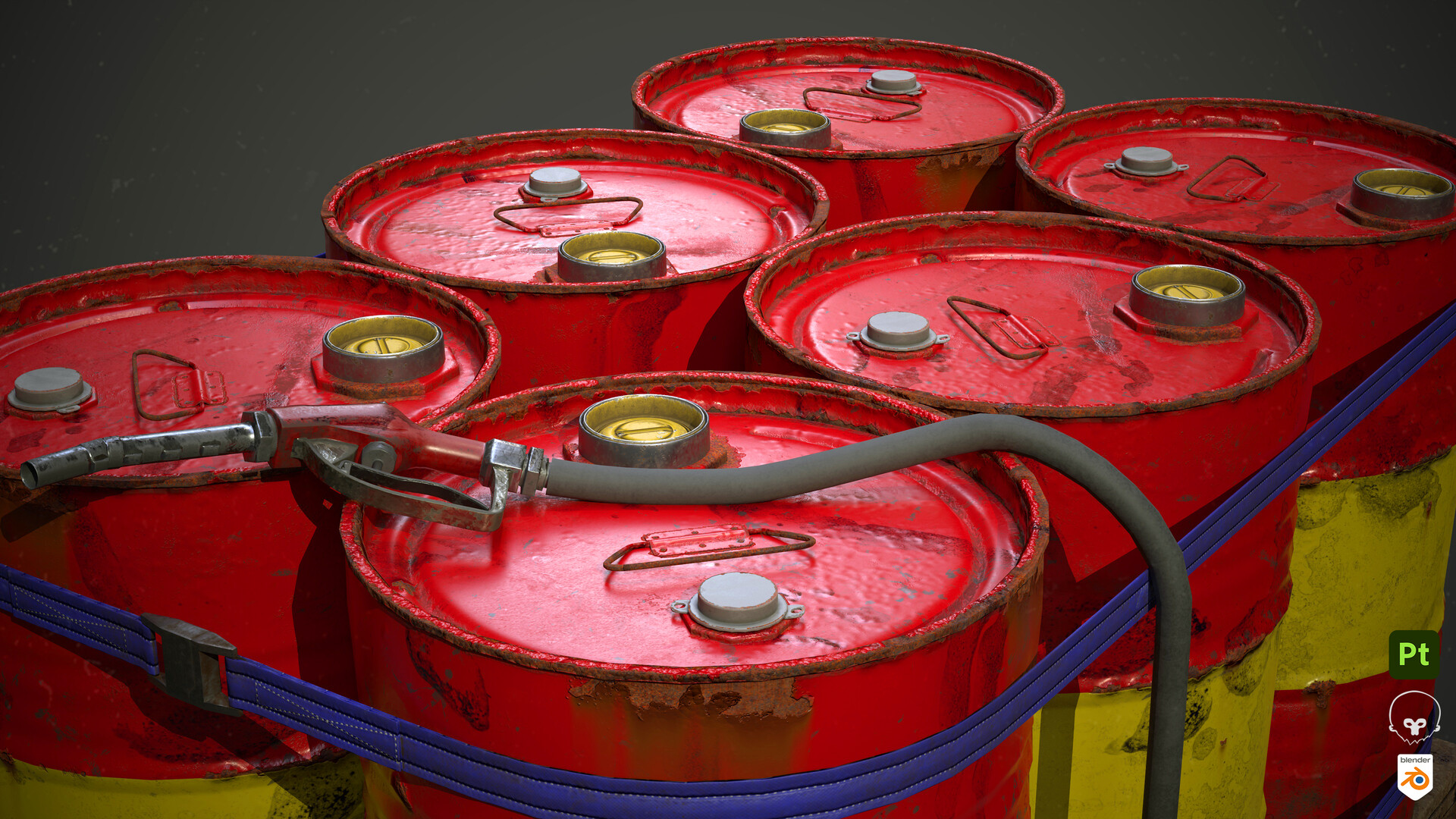 ArtStation - Oil Barrels on Pallet