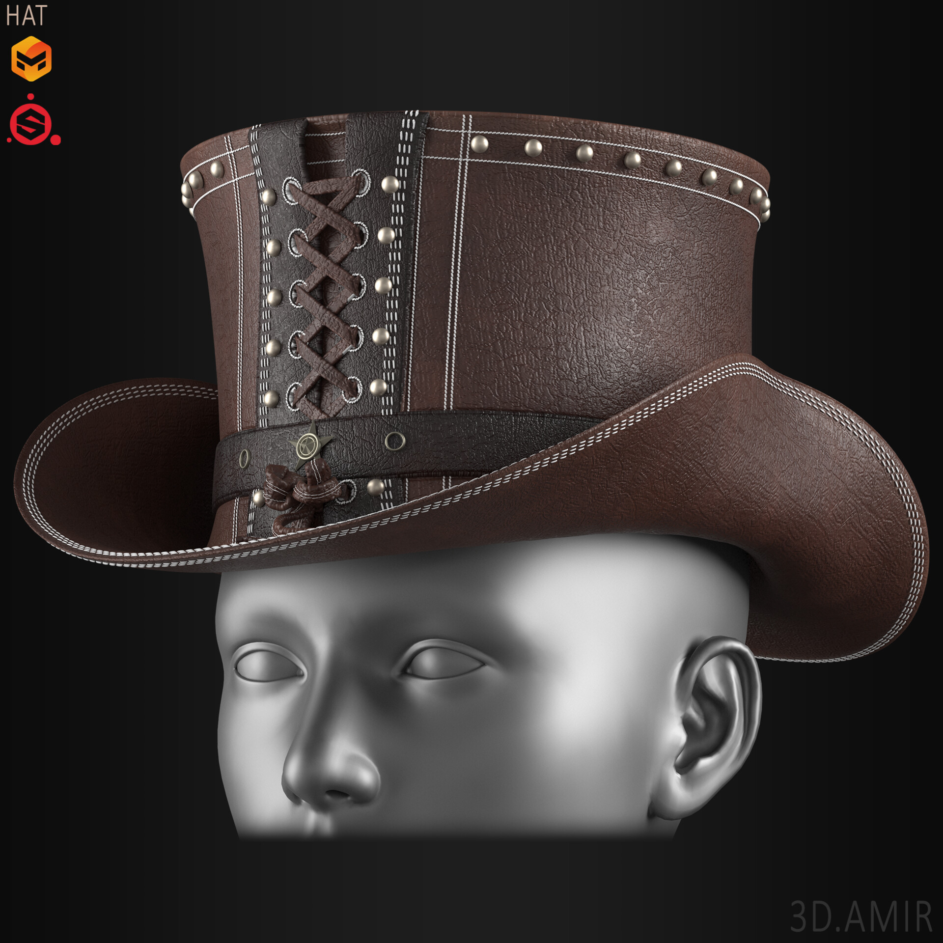 ArtStation - 30 Hats pack - VOL01 / Clo3d(MD) Project + OBJ + FBX