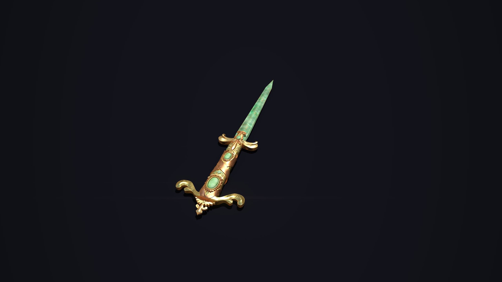 ArtStation - Jade and gold dagger