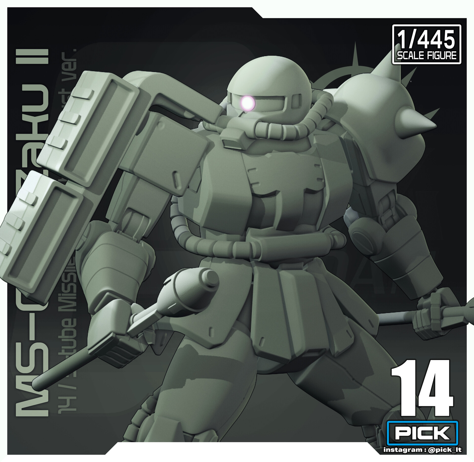 ArtStation - 14/ MS-06F Zaku II MissilePod+SturmFaust ver. / 3D Resin ...