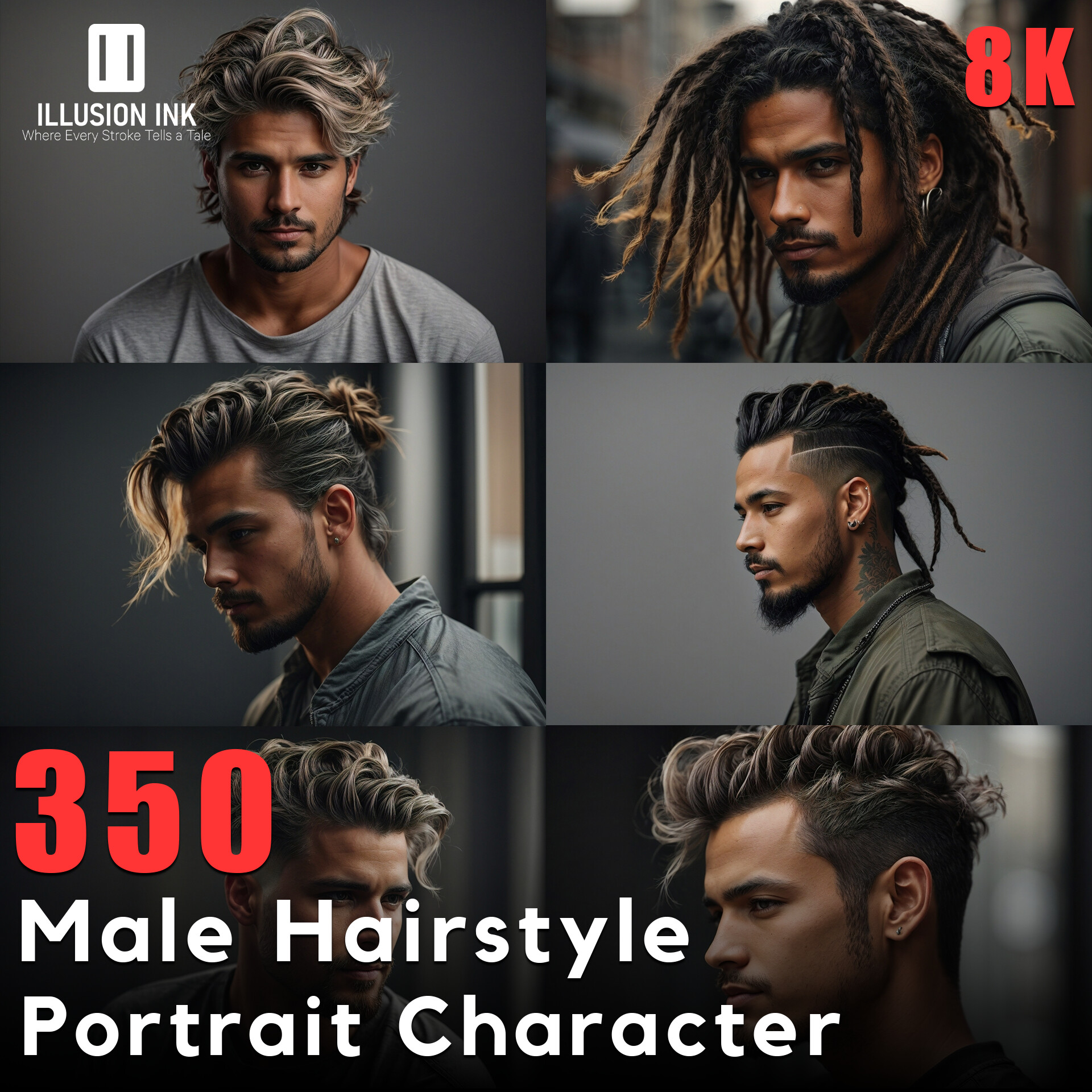ArtStation - 350 Male Hairstyle Portrait Character References | 8K