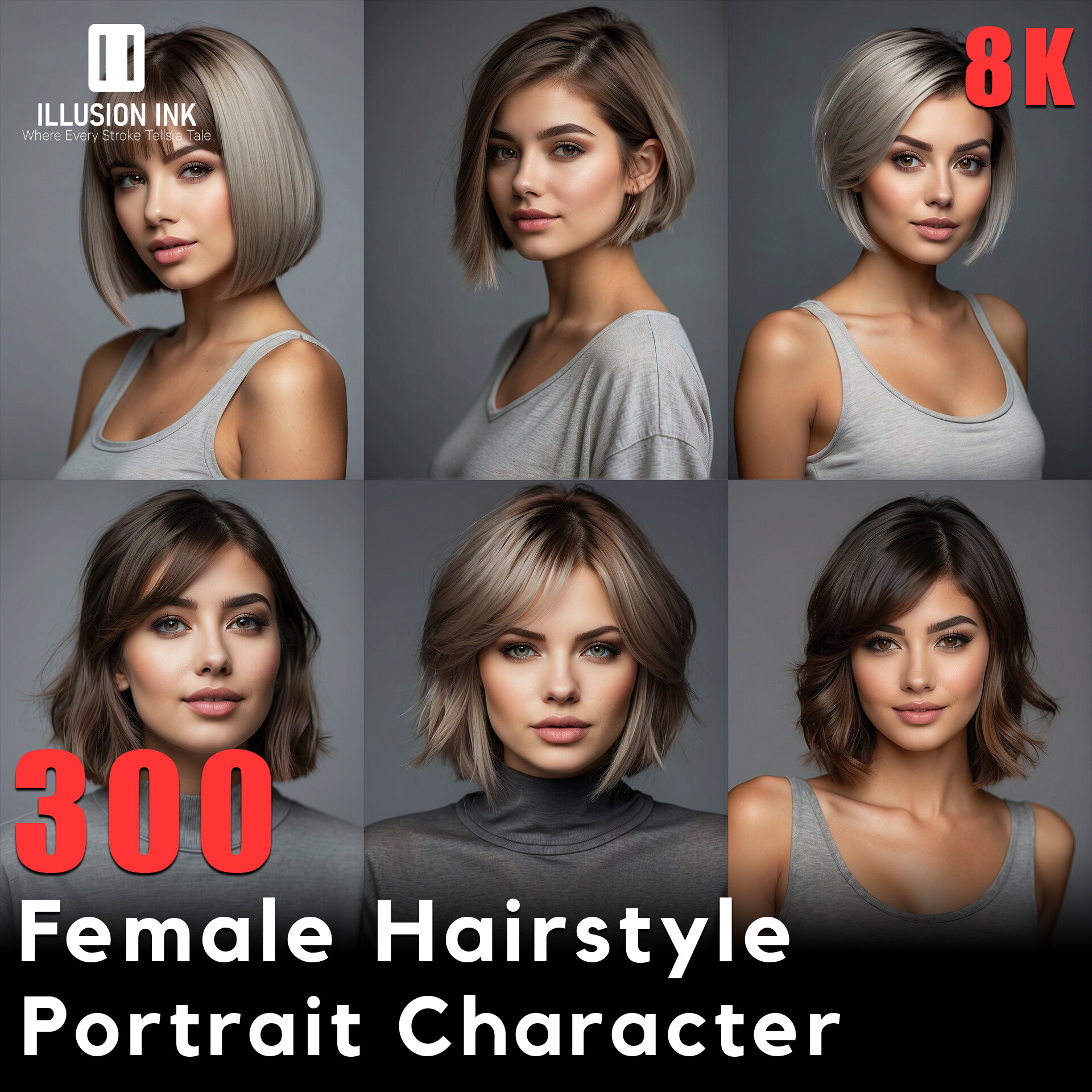 ArtStation - 300 Female Hairstyle Portrait Character References | 8K