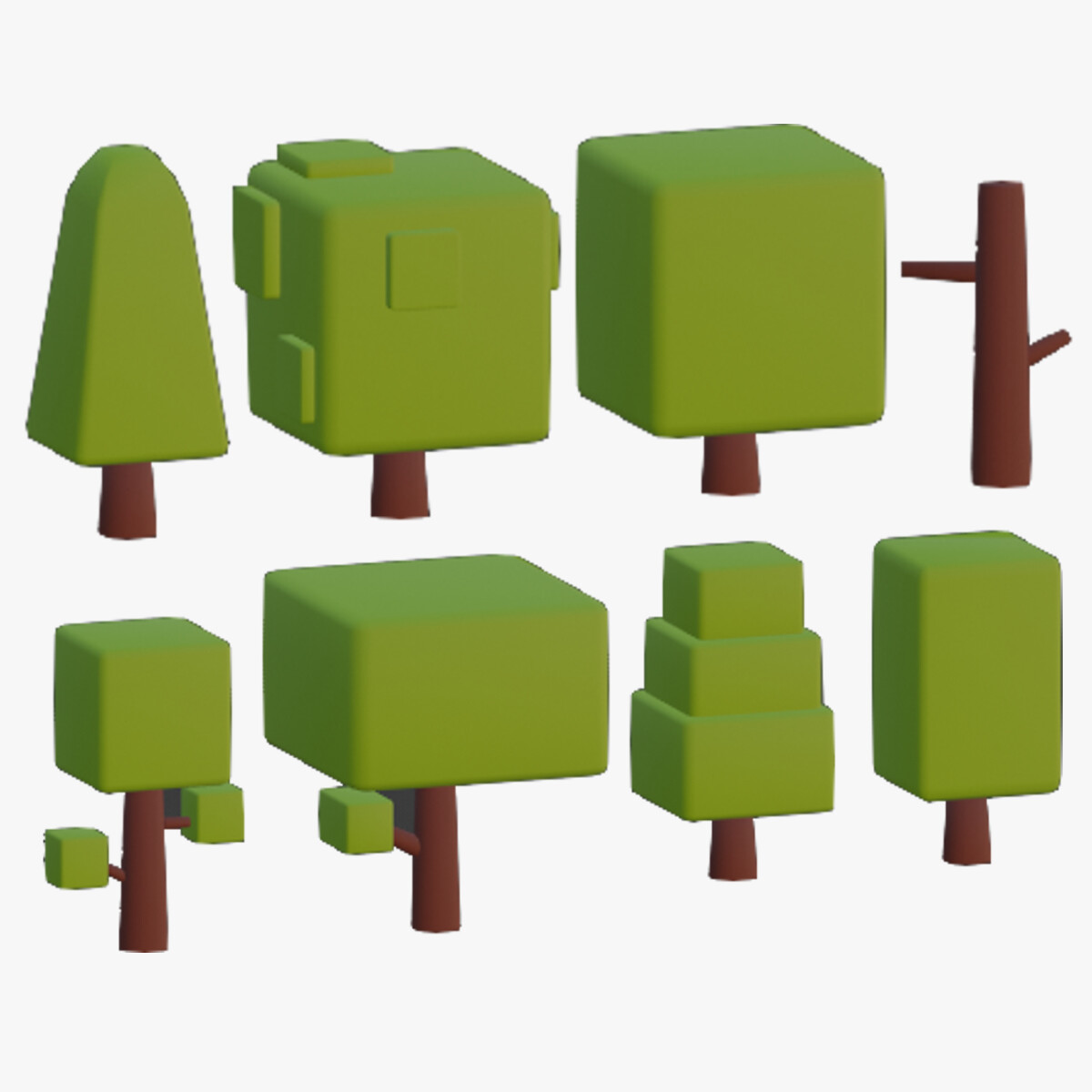 ArtStation - PACK OF 8 CUTE TREES