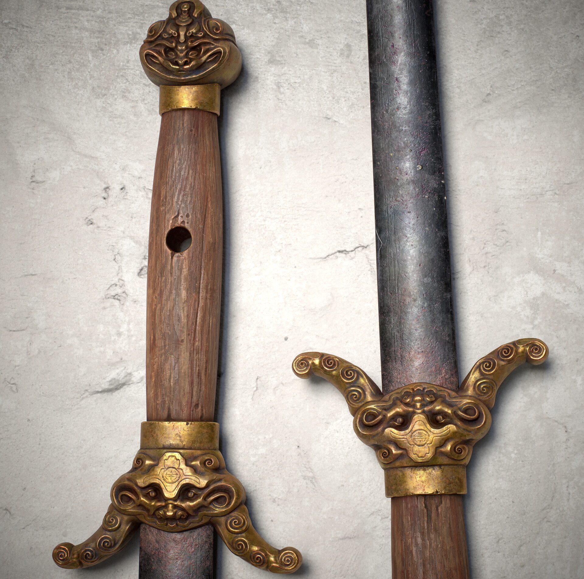 ArtStation - 清早期蝙蝠装剑(Qing Dynasty sword)