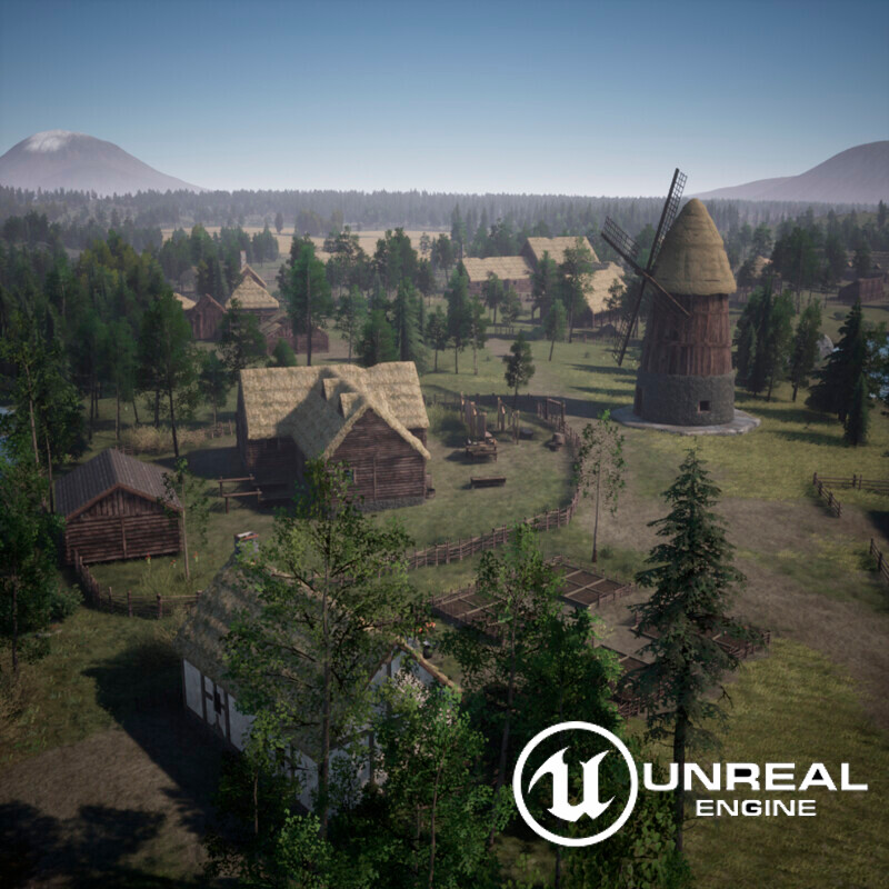 ArtStation - UE5 - Small village with church for strategy game
