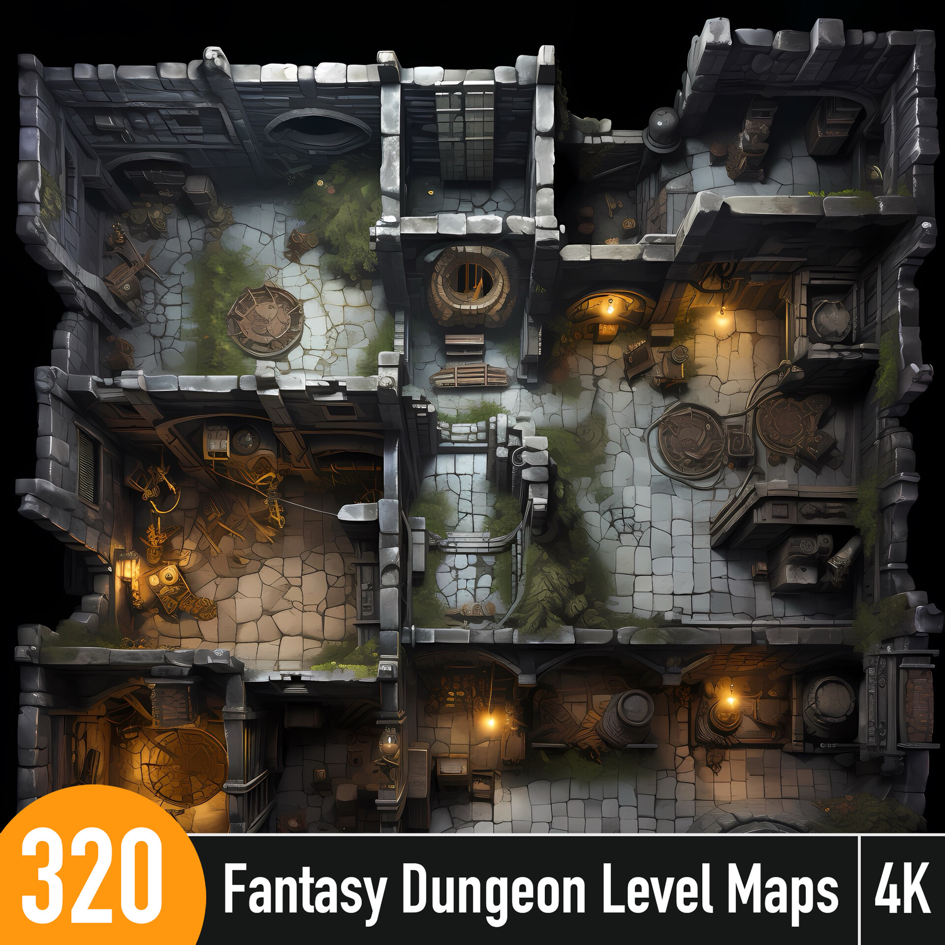 ArtStation - 320 Fantasy Dungeon Level Maps