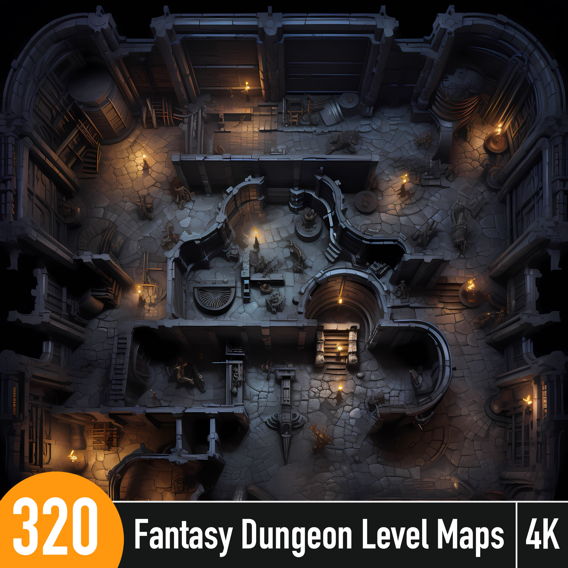 ArtStation - 320 Fantasy Dungeon Level Maps