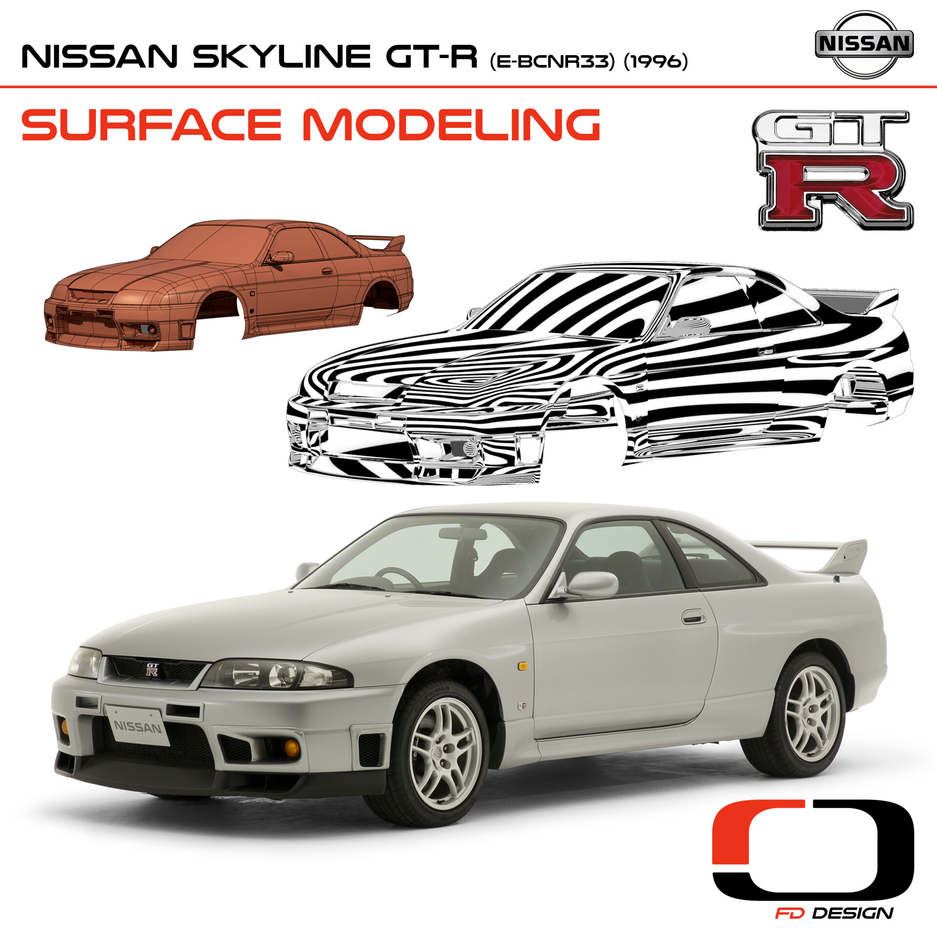FD Design - NISSAN SKYLINE GT-R (E-BCNR33) / 1993 / SURFACE MODELING ...