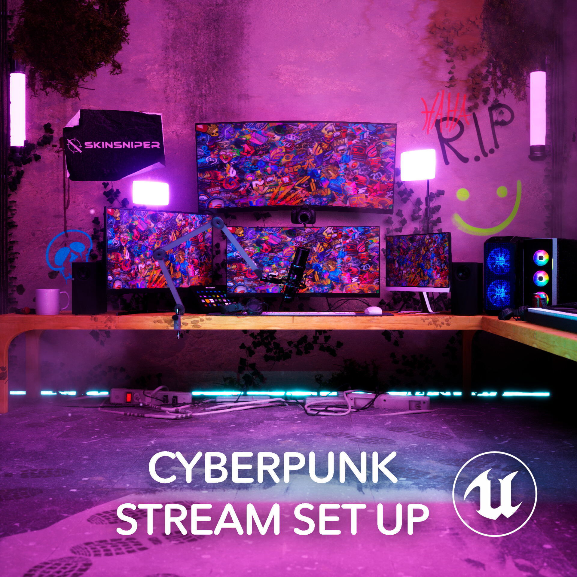 ArtStation - Stream Cyberpunk Gaming Setup