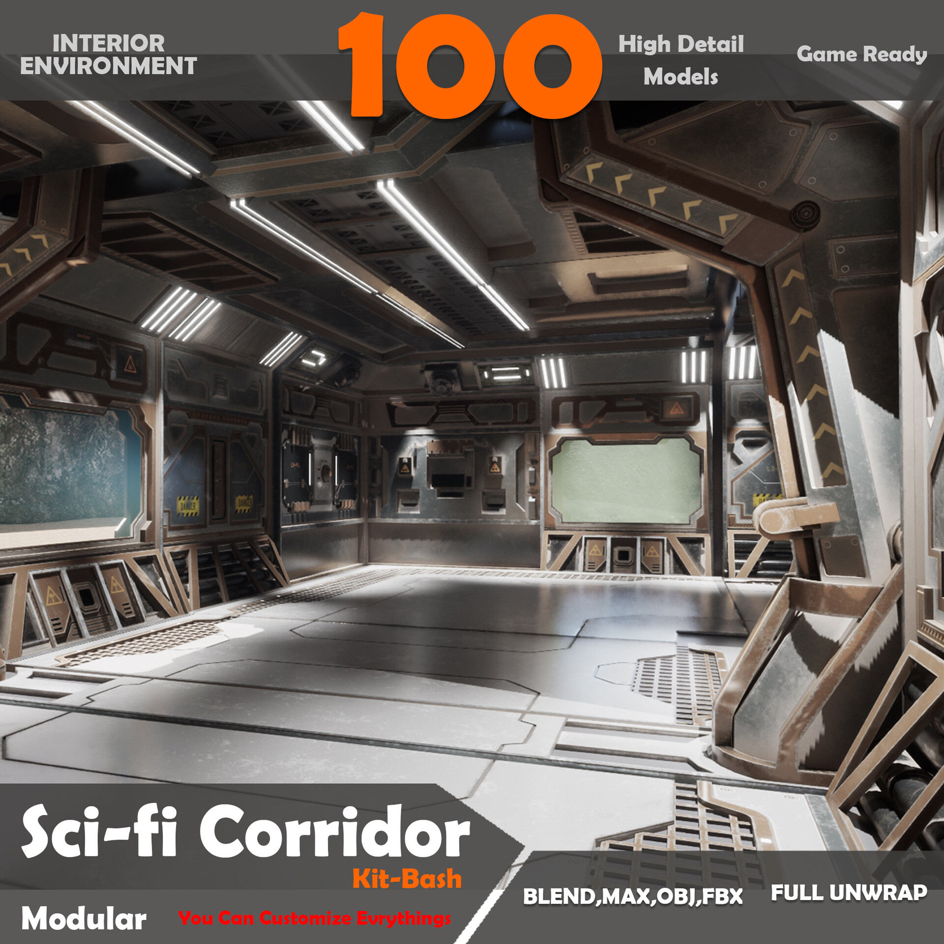 ArtStation - Sci-fi Interior Corridor Kitbash