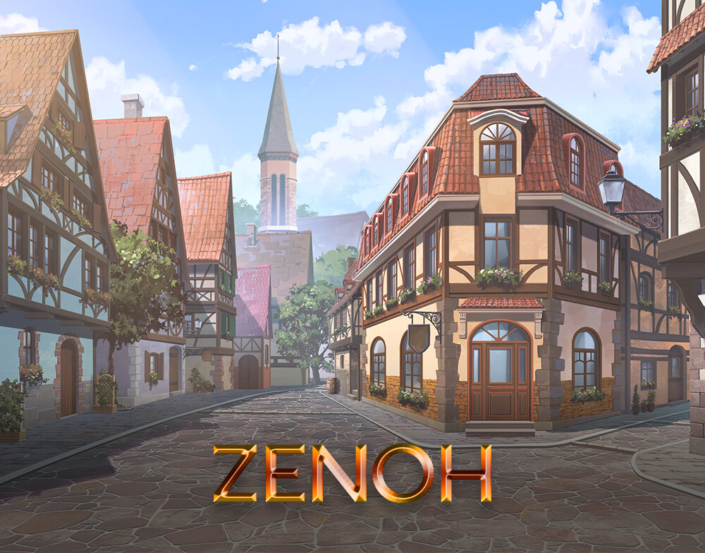 ArtStation - Zenoh Game, Small Town (day/night)