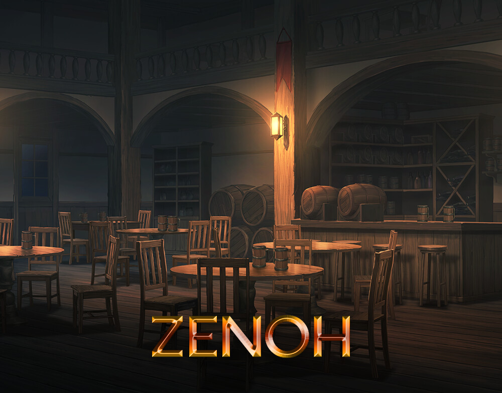 ArtStation - Zenoh Game, Medieval Generic Tavern at night