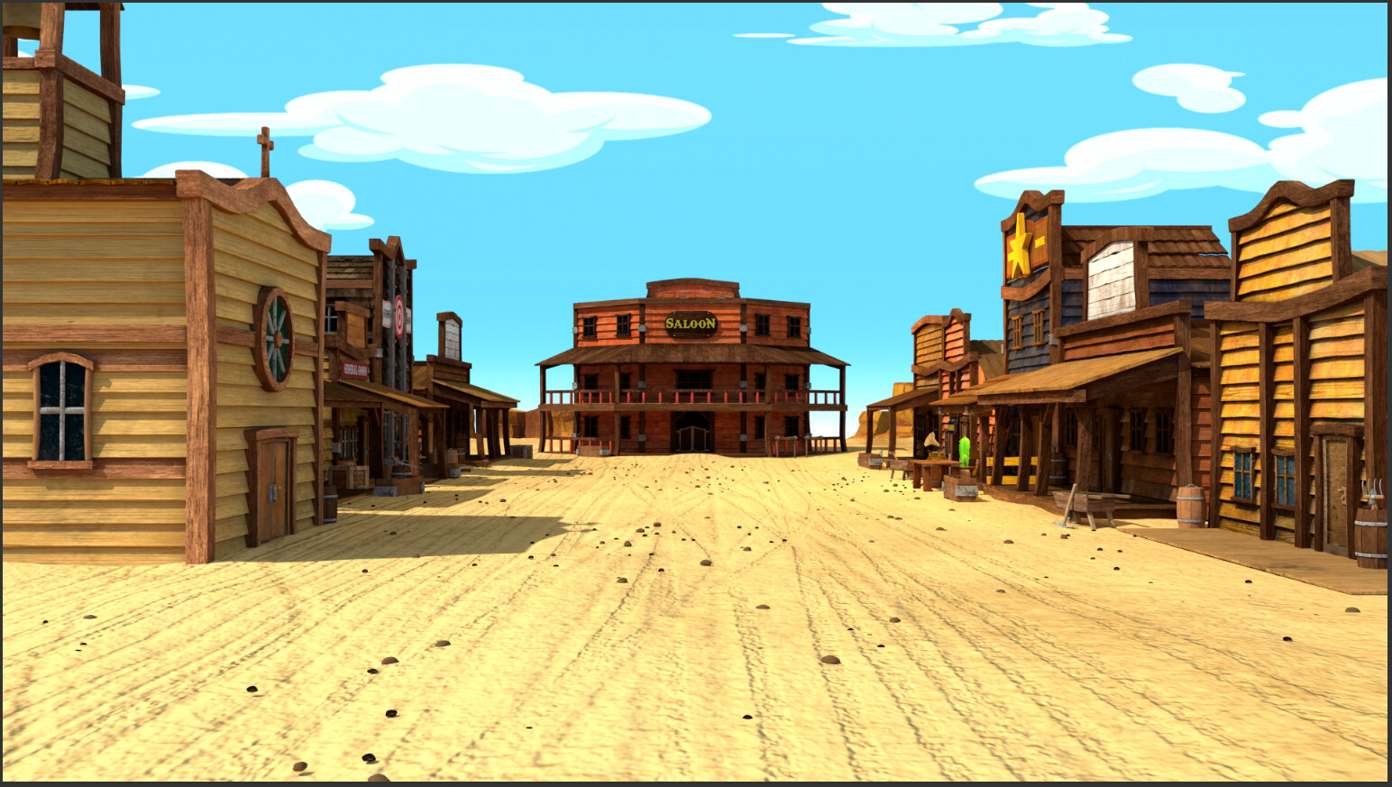 ArtStation - ENV Western Cartoon (From my university thesis)