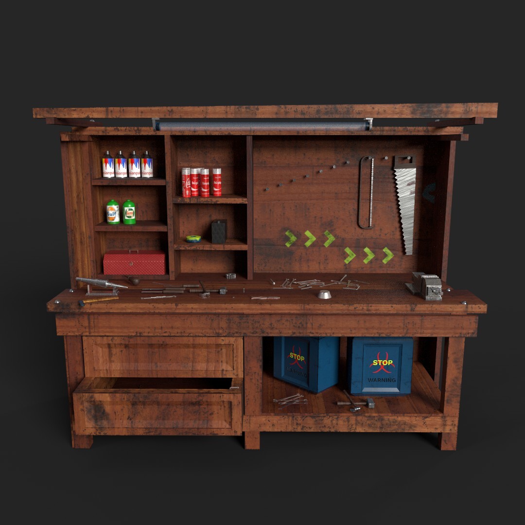 ArtStation - Wooden Tool Storage Cabinet