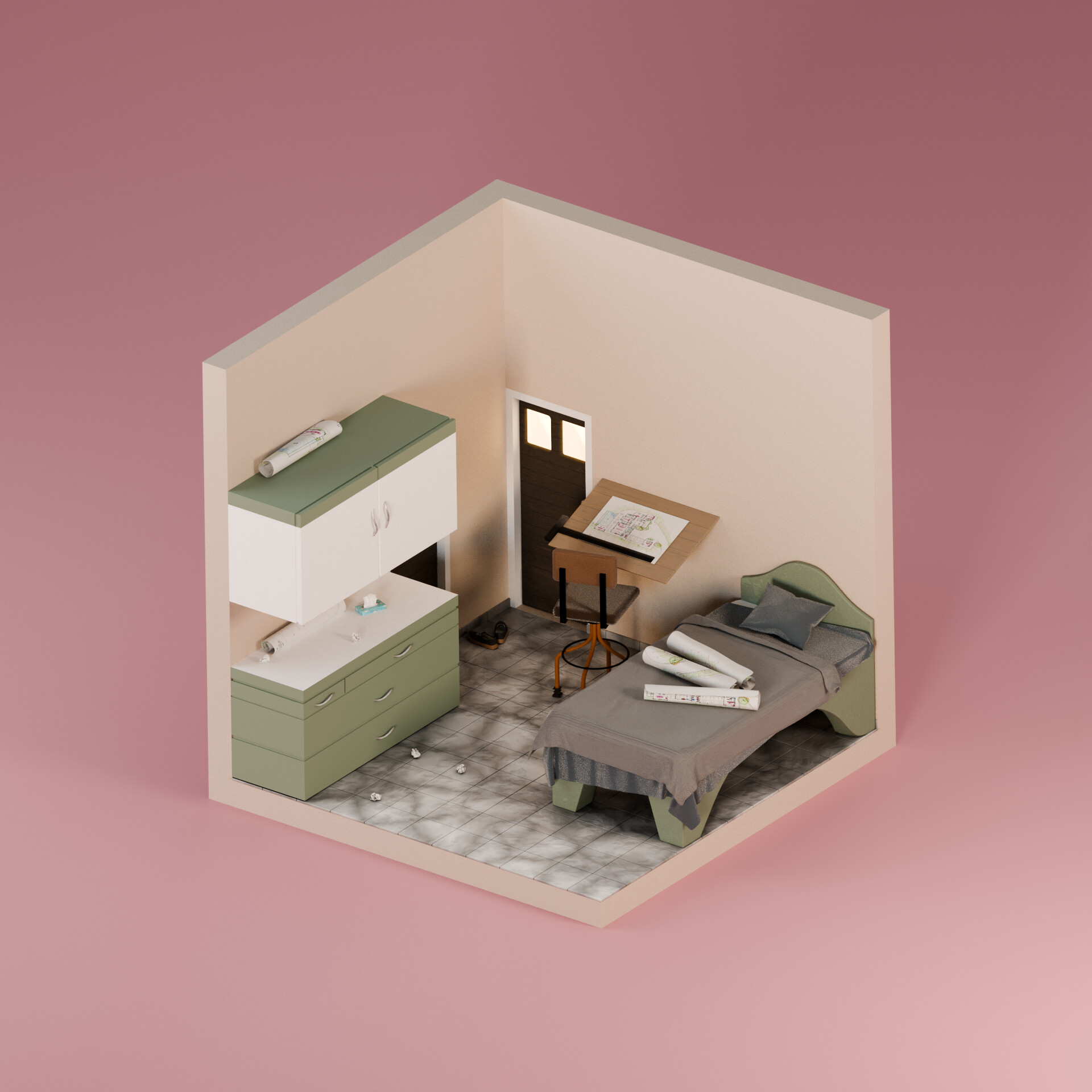 ArtStation - Spatial Symphony: Isometric Room Visualization