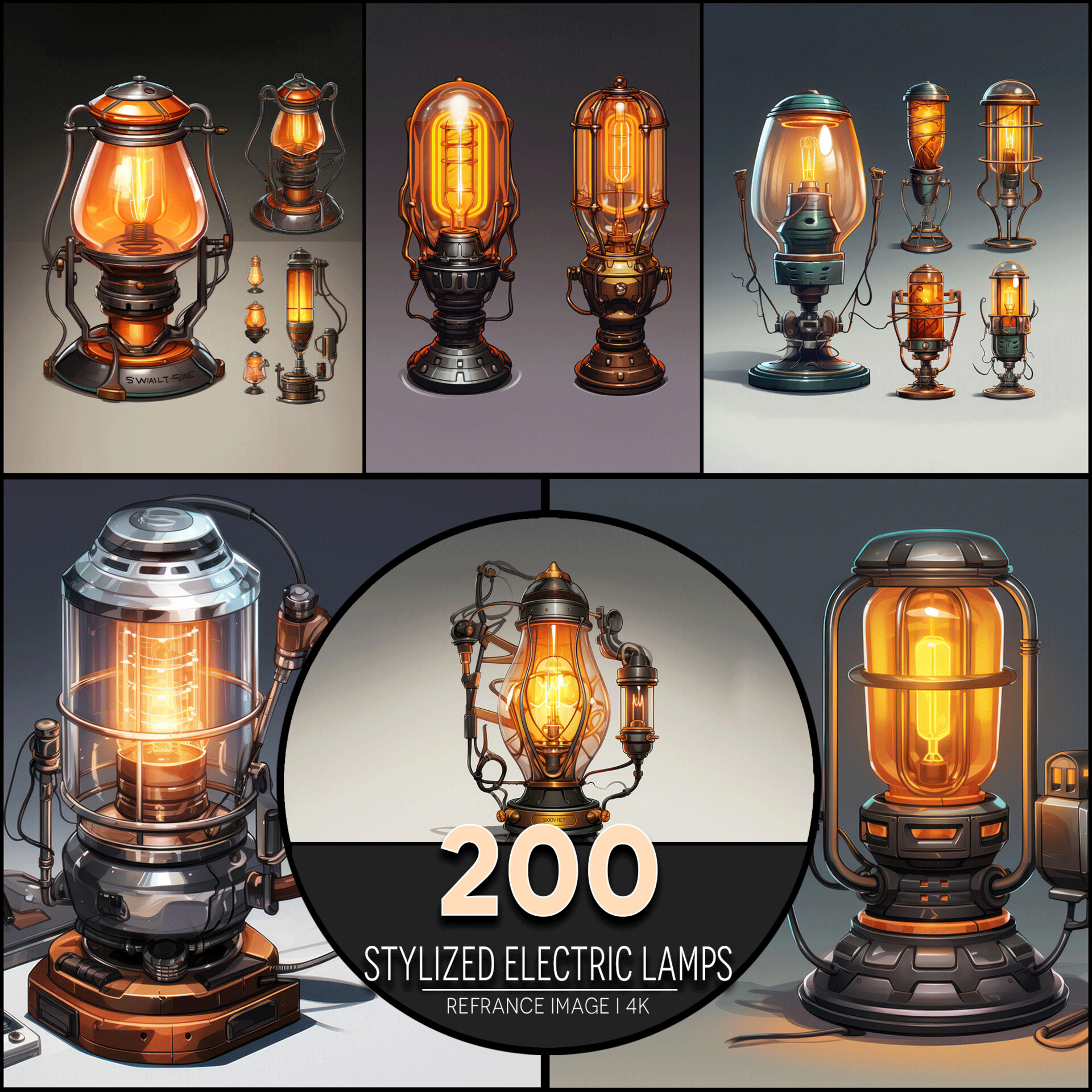 ArtStation - Stylized Electric Lamps 4K Reference/Concept Images