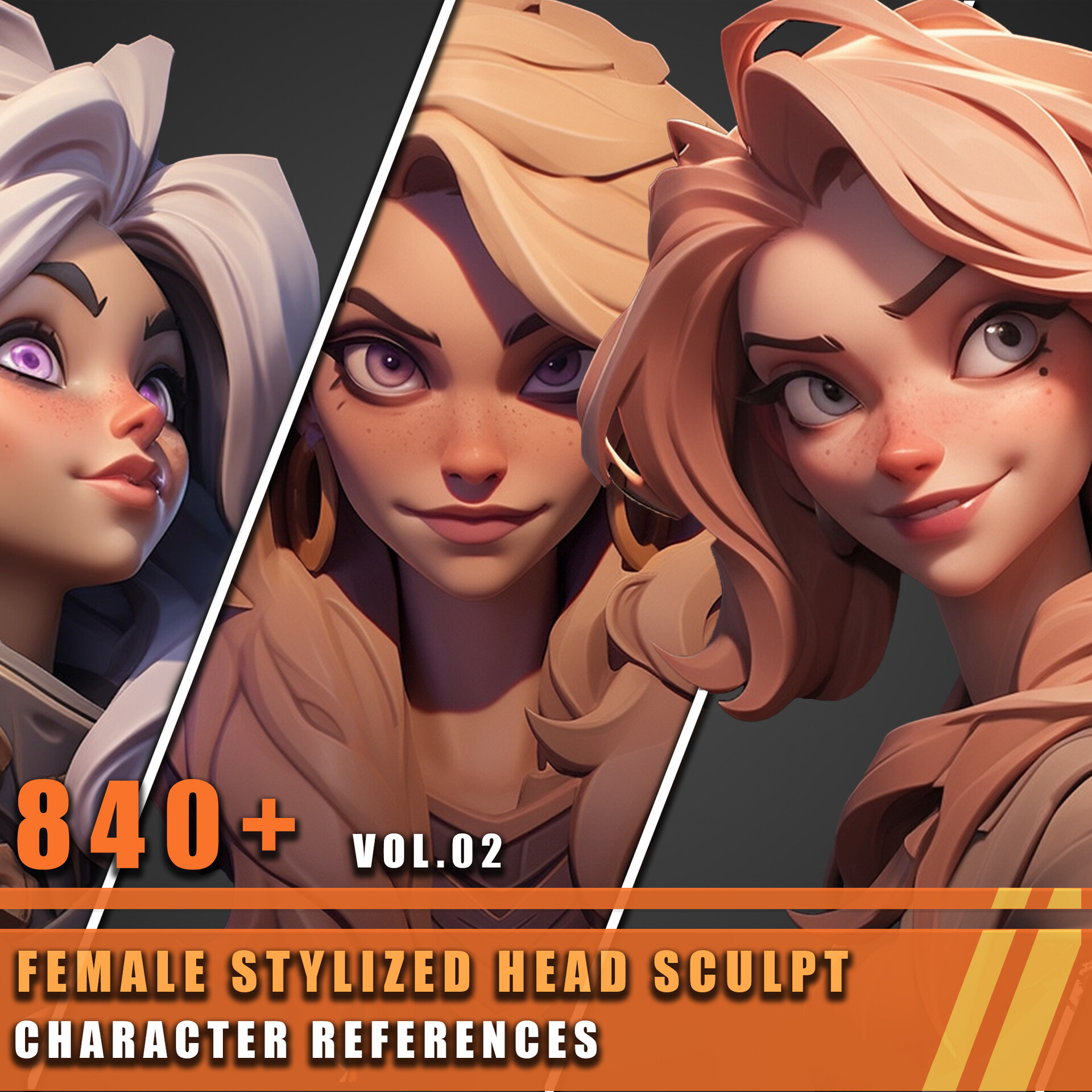 ArtStation - 840+ Female Stylized Head Sculpt - Character References Vol.02