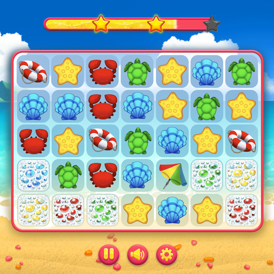 ArtStation - Match 3 playing field for a beach themed game called ...