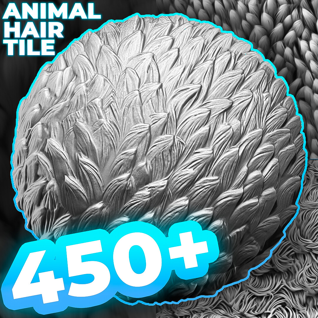 ArtStation - 450+ Animals Hair & Fur Alphas (Displacement Maps) for ...