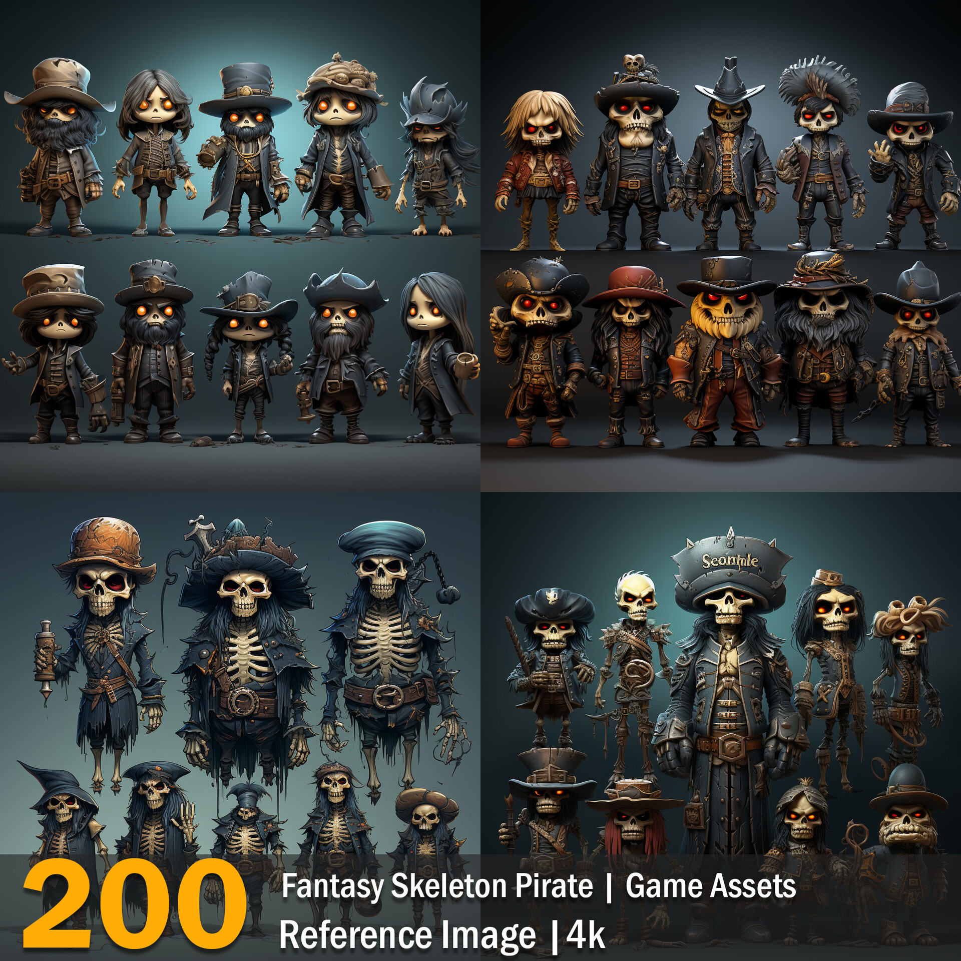 ArtStation - Fantasy Skeleton Pirate | Game Assets | Reference Images | 4K