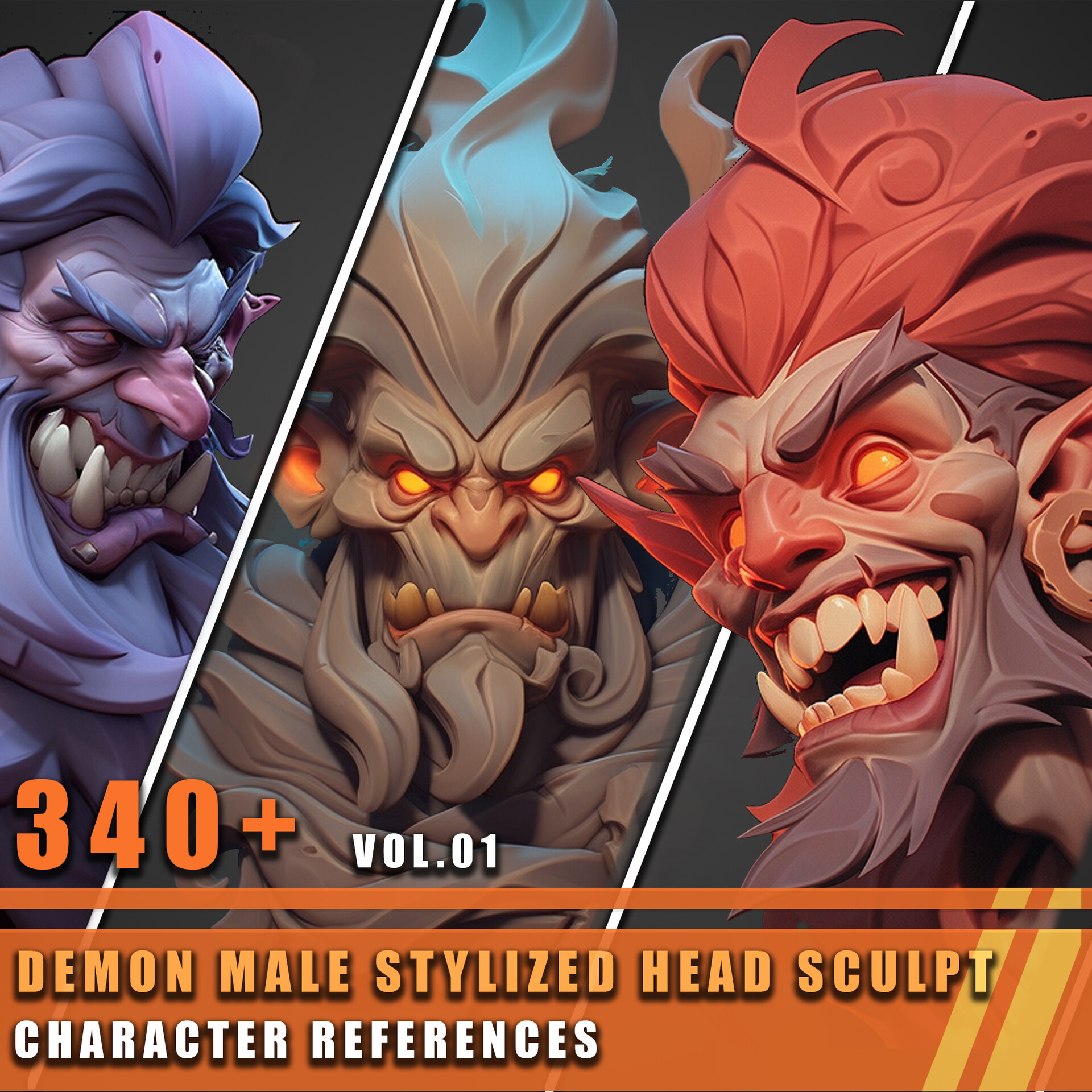 ArtStation - 340+ Demon Male Stylized Head Sculpt - Character ...