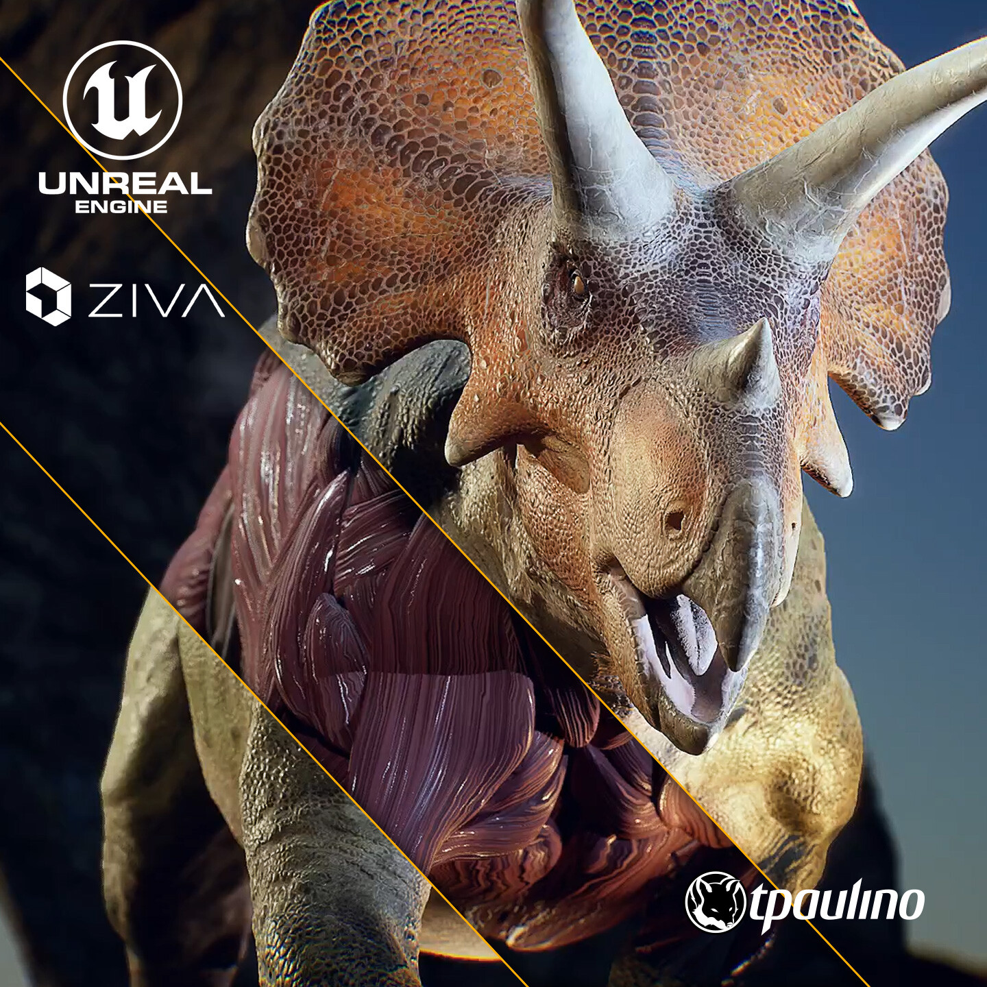 ArtStation - The Triceratops Project - Dinosaur Muscle Simulation