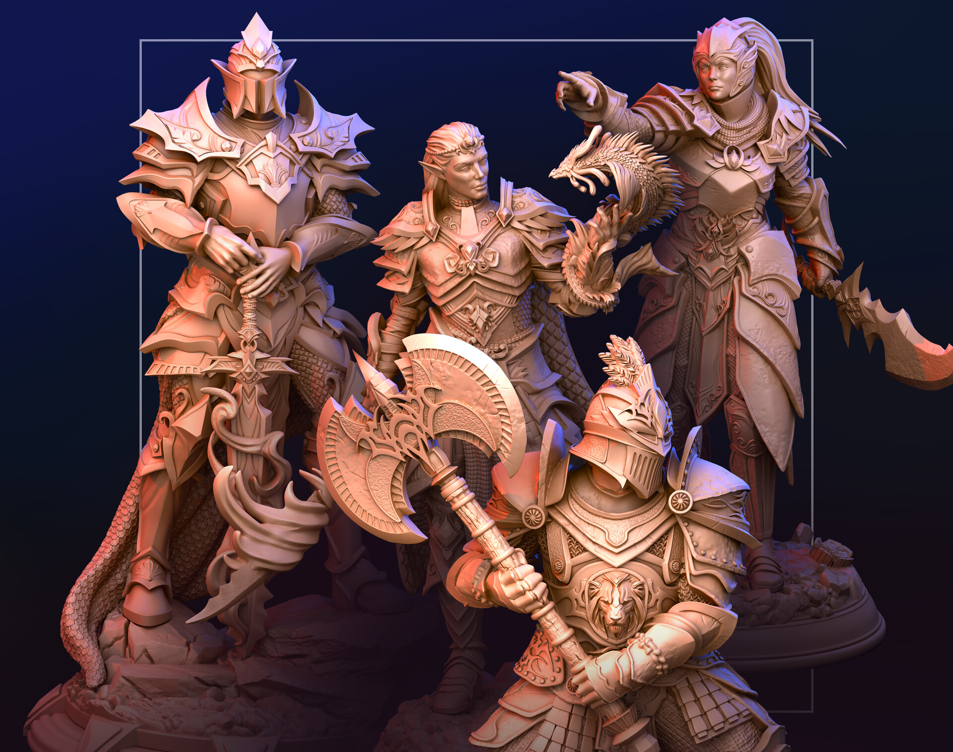 ArtStation - 3d printable Fantasy Knights