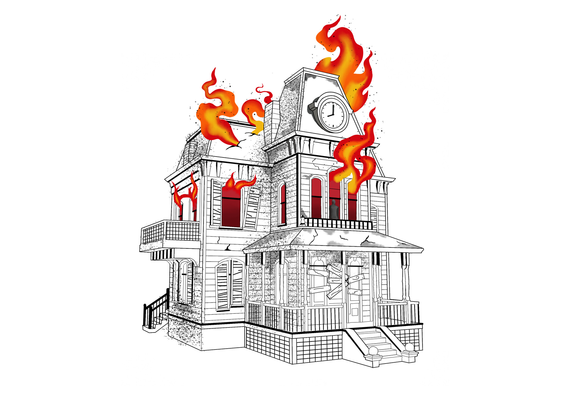 ArtStation - Burning House Tattoo Project