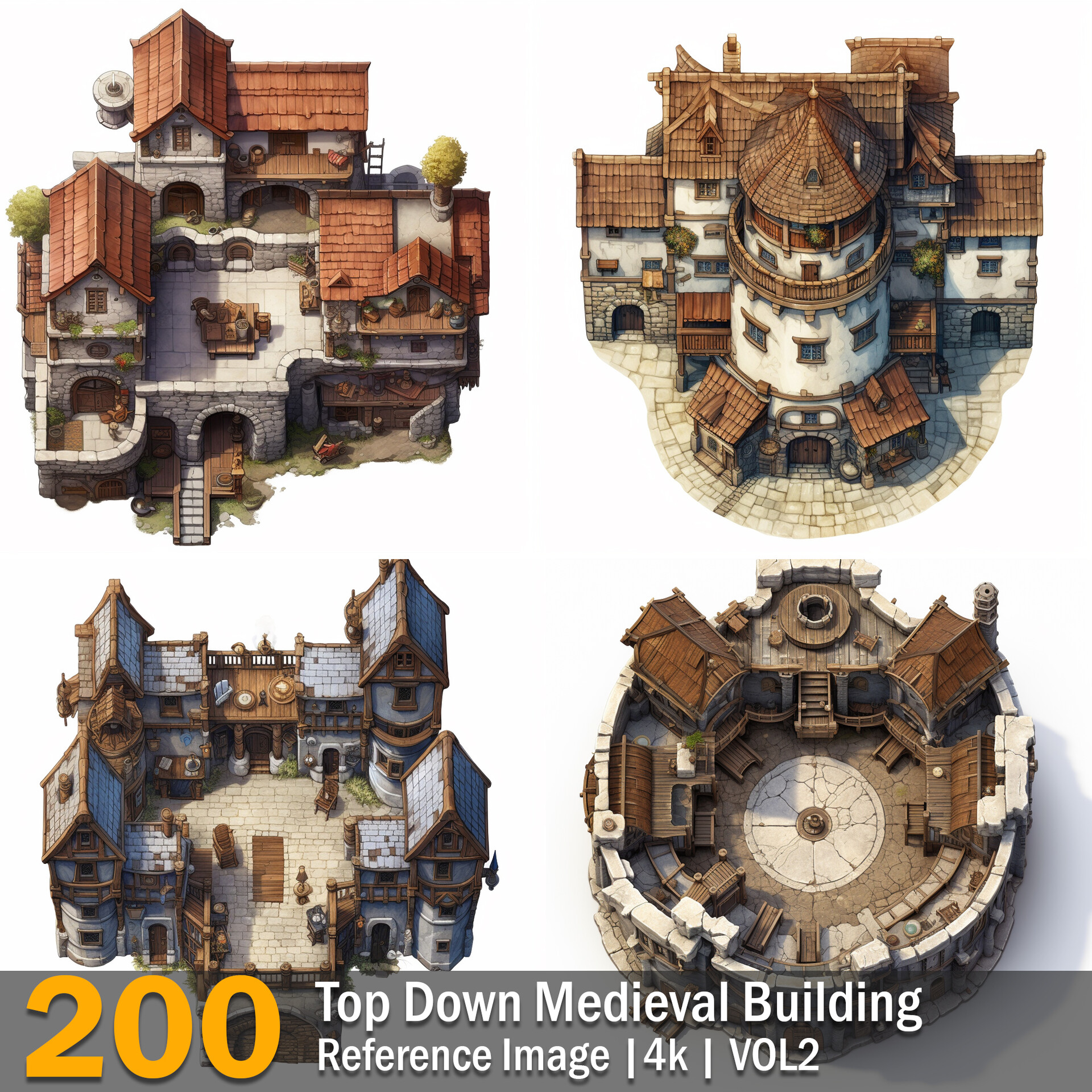 ArtStation - Top Down Medieval Building | Reference Images | 4K | VOL2
