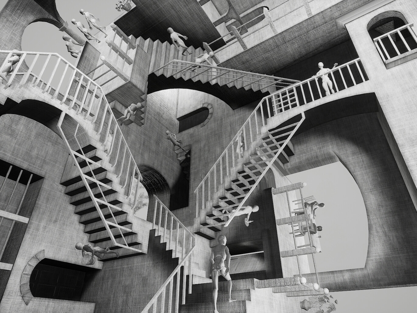 ArtStation - "Relativity" by M. C. Escher in 3D model