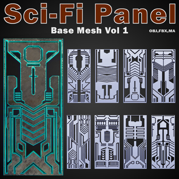 ArtStation - Sci-fi Panels Base Mesh Vol 1