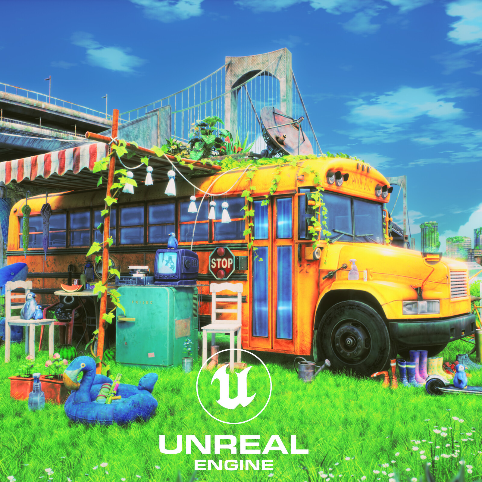ArtStation - Animestyle Bus Campsite