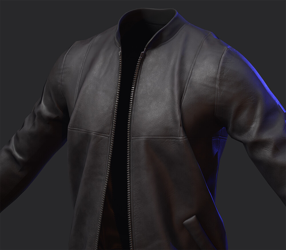ArtStation - Leather Bomber Jacket.