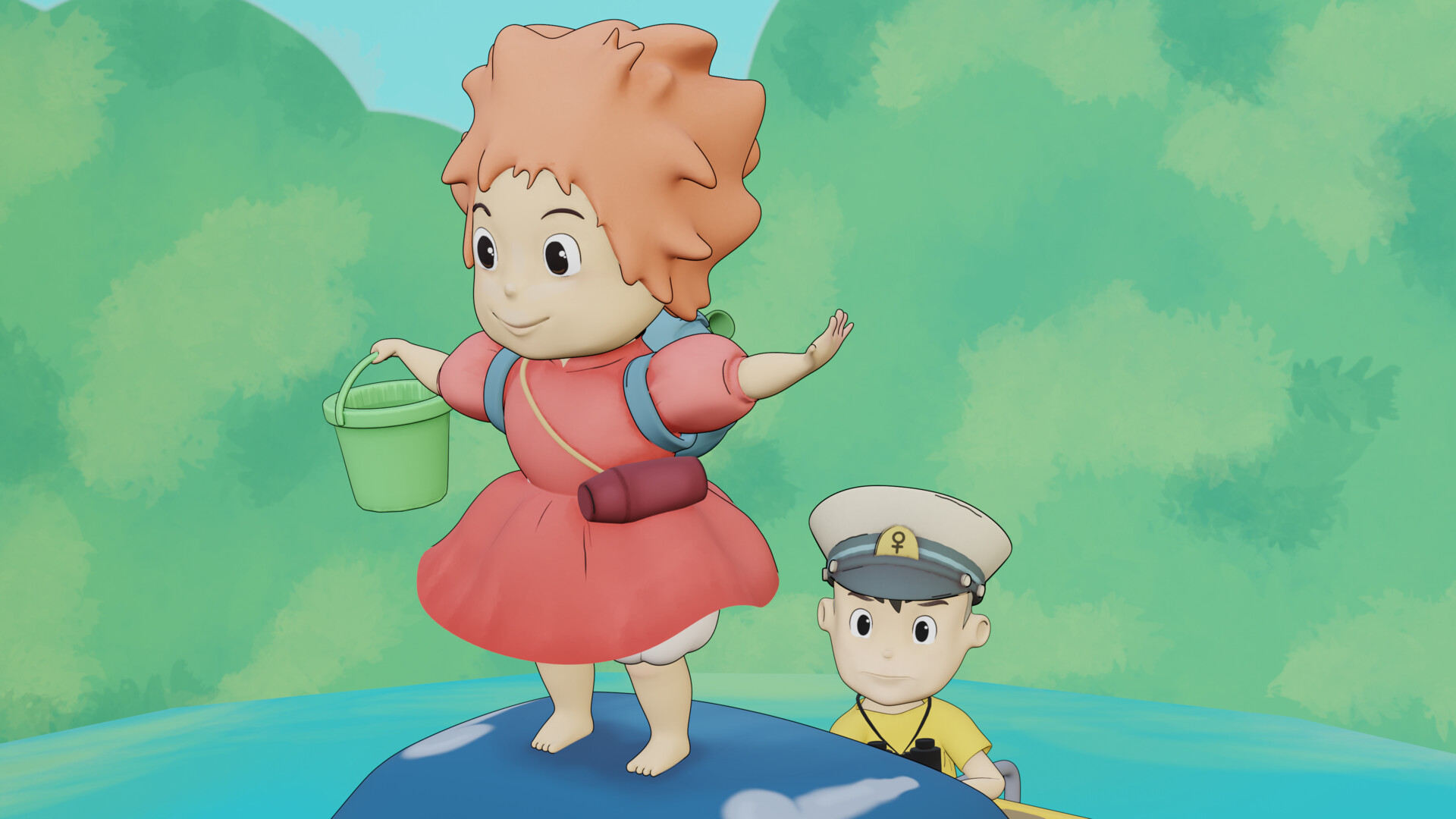 ArtStation - Ponyo on a boat
