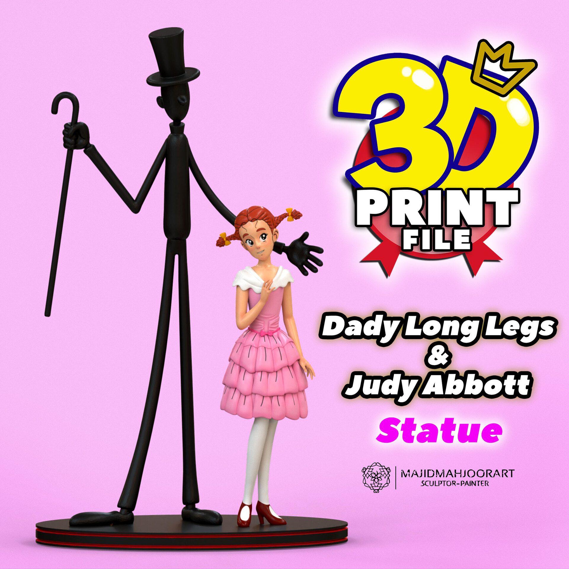 Majid Mahjoor - Dady Long Legs, and, Judy Abbott 3D model, 3D printable ...