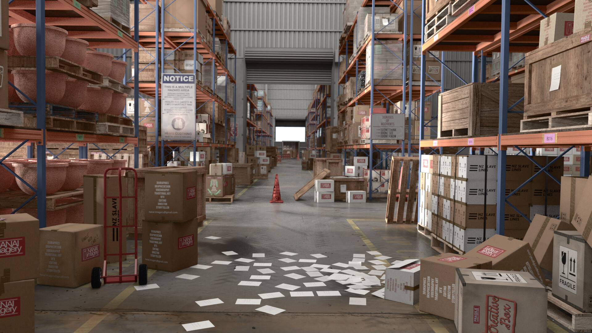 ArtStation - WAREHOUSE ENVIRONMENT - Flythrough animation with Final Render
