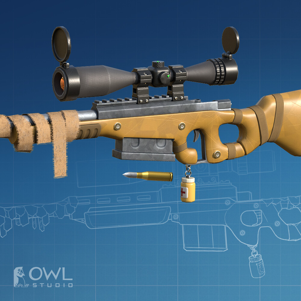 ArtStation - 3D weapon - Sniper Rifle Forest and Desert