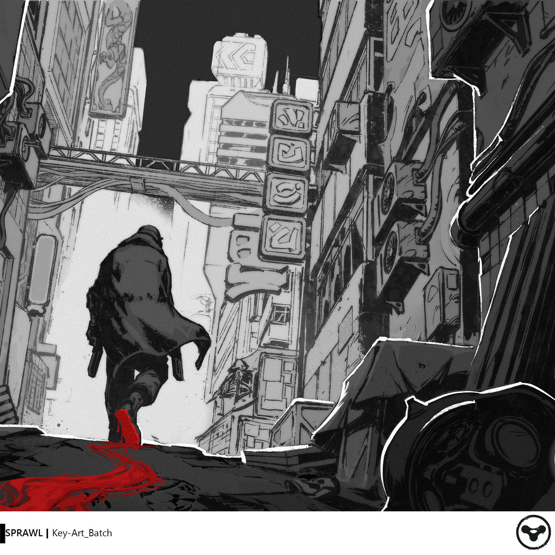 ArtStation - SPRAWL - Key Art Illustrations (B/W)