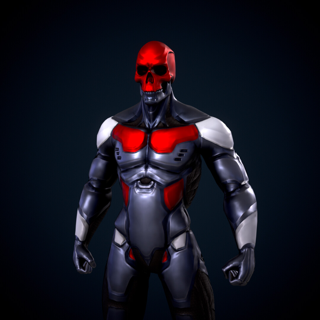 ArtStation - Stylized Cyber Red Skull character