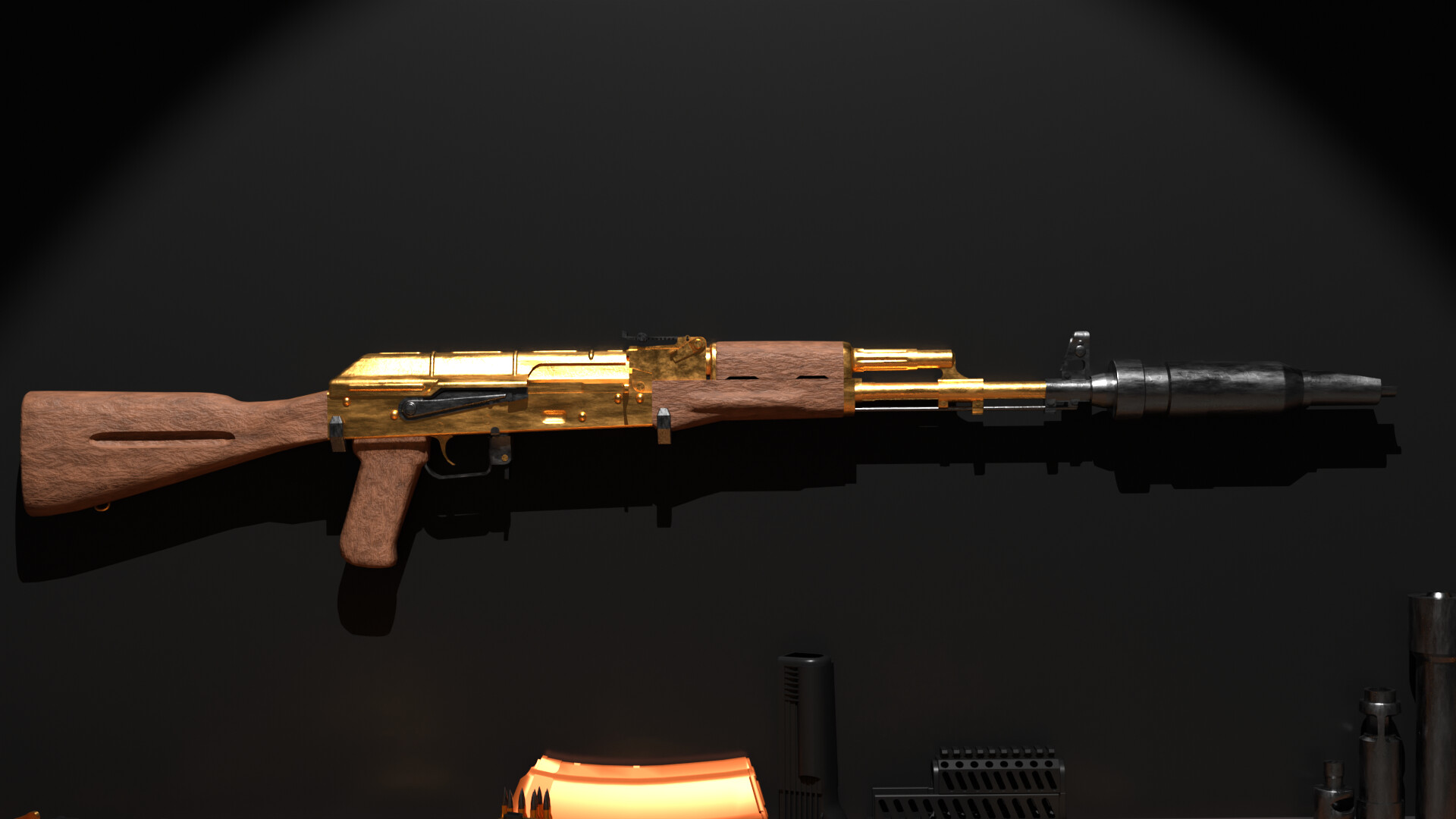 ArtStation - The Golden Kalashnikov Assault Rifle (AKM)