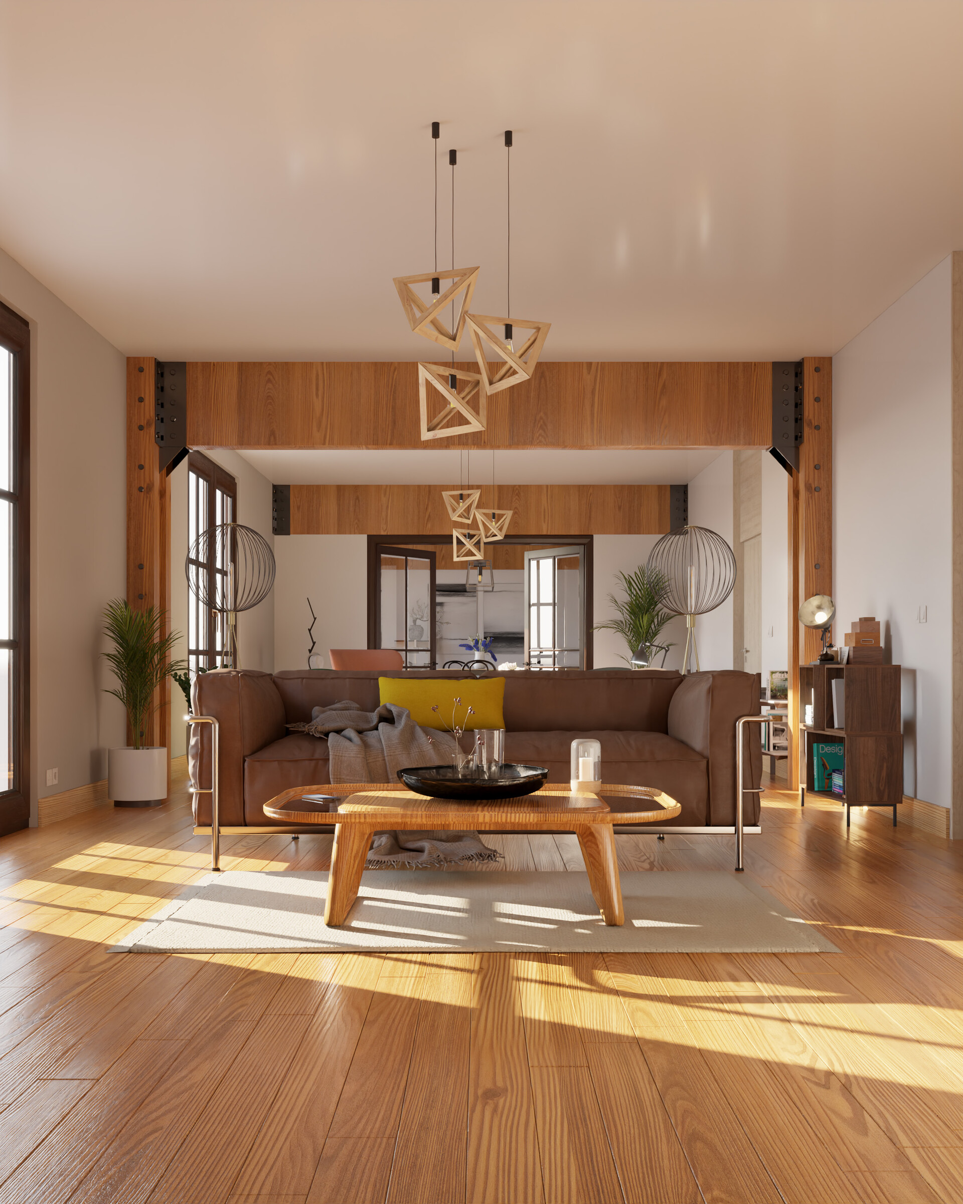 ArtStation - Harmony in Wood: 3D Living Space