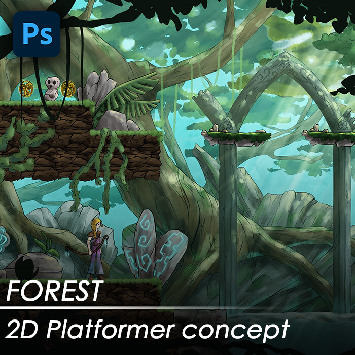 ArtStation - Forest - 2D Platformer Concept