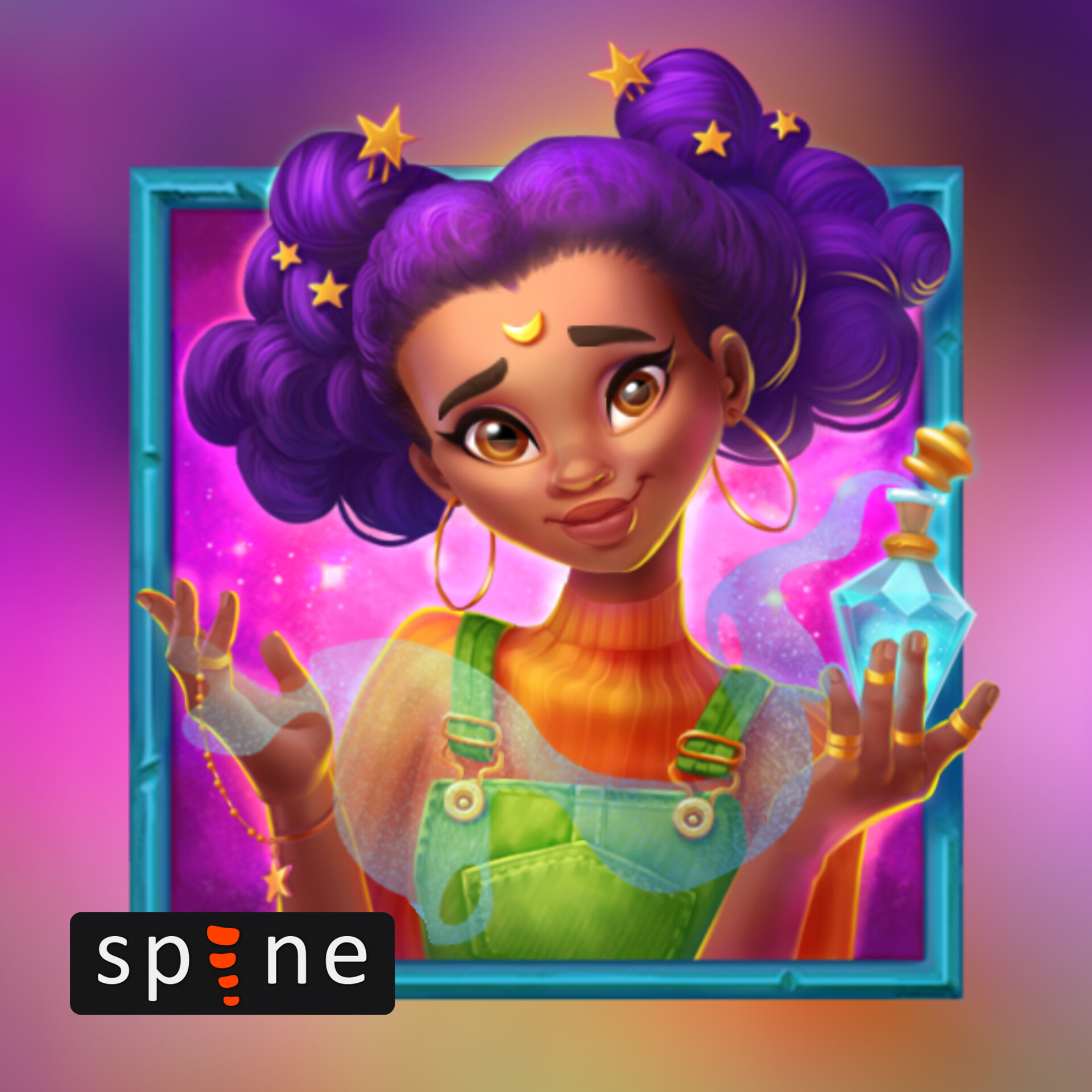 ArtStation - Slot magic girl (Spine 2D)