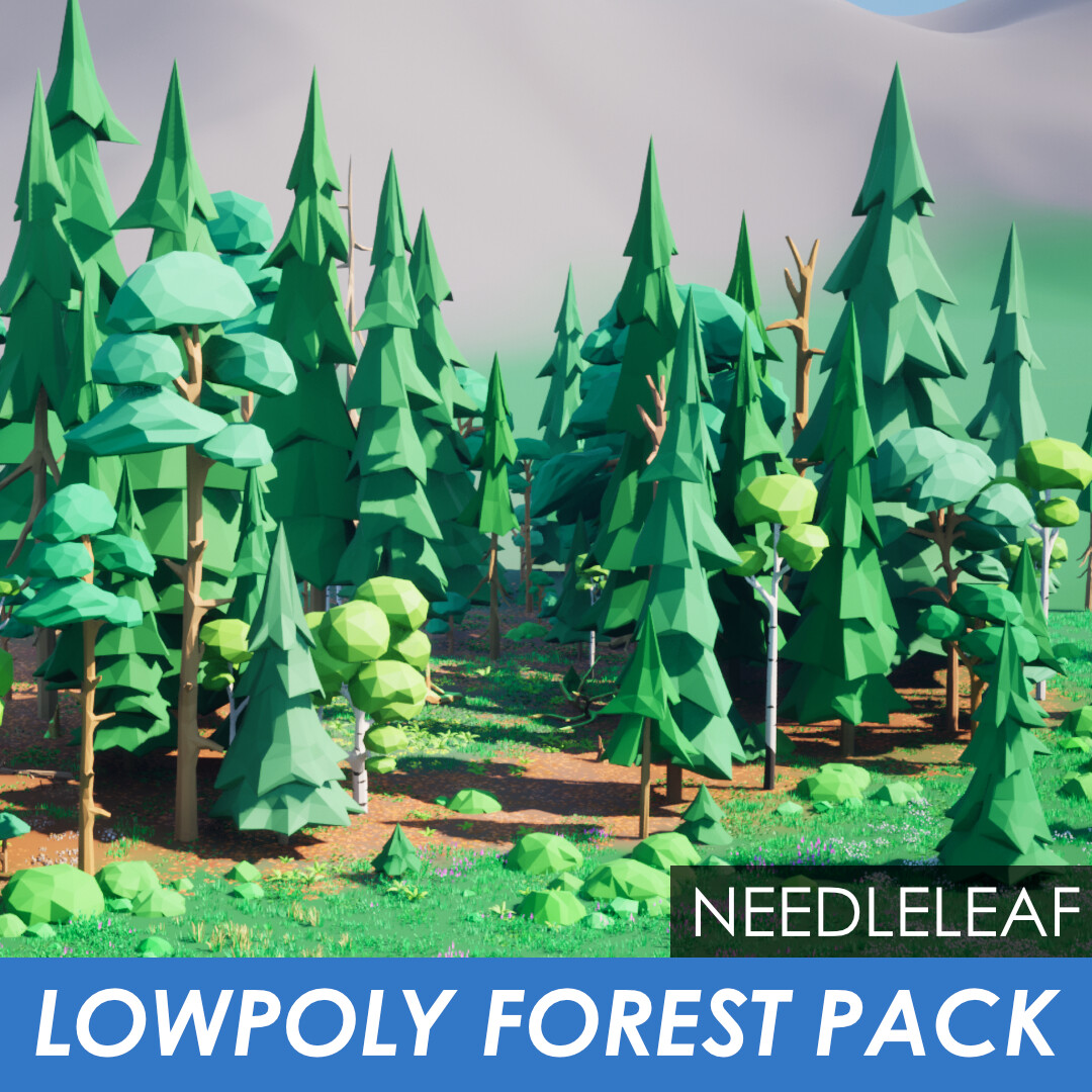 ArtStation - Lowpoly Needleleaf Forest - 3D Foliage Pack