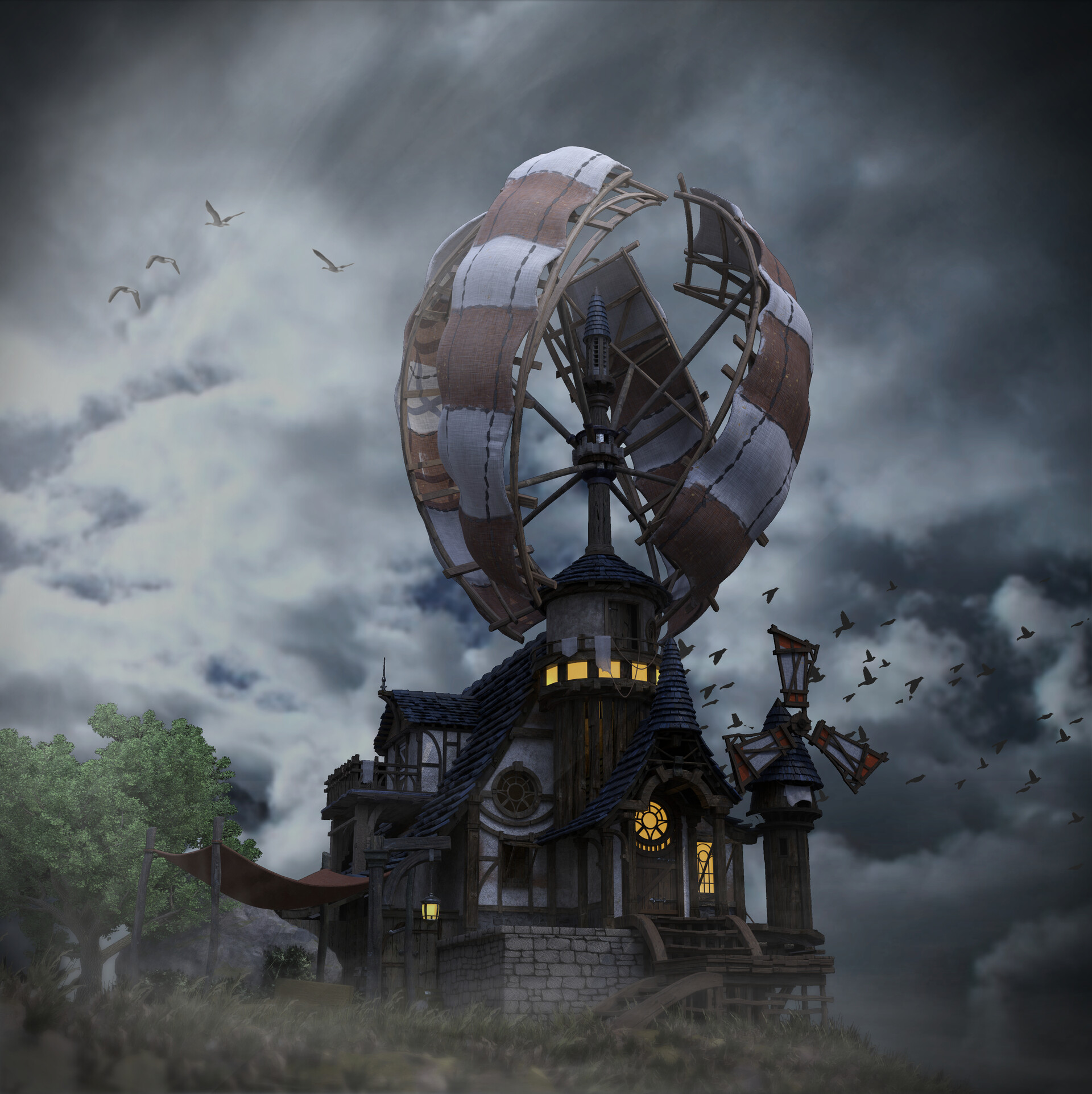 ArtStation - Steampunk Windmill