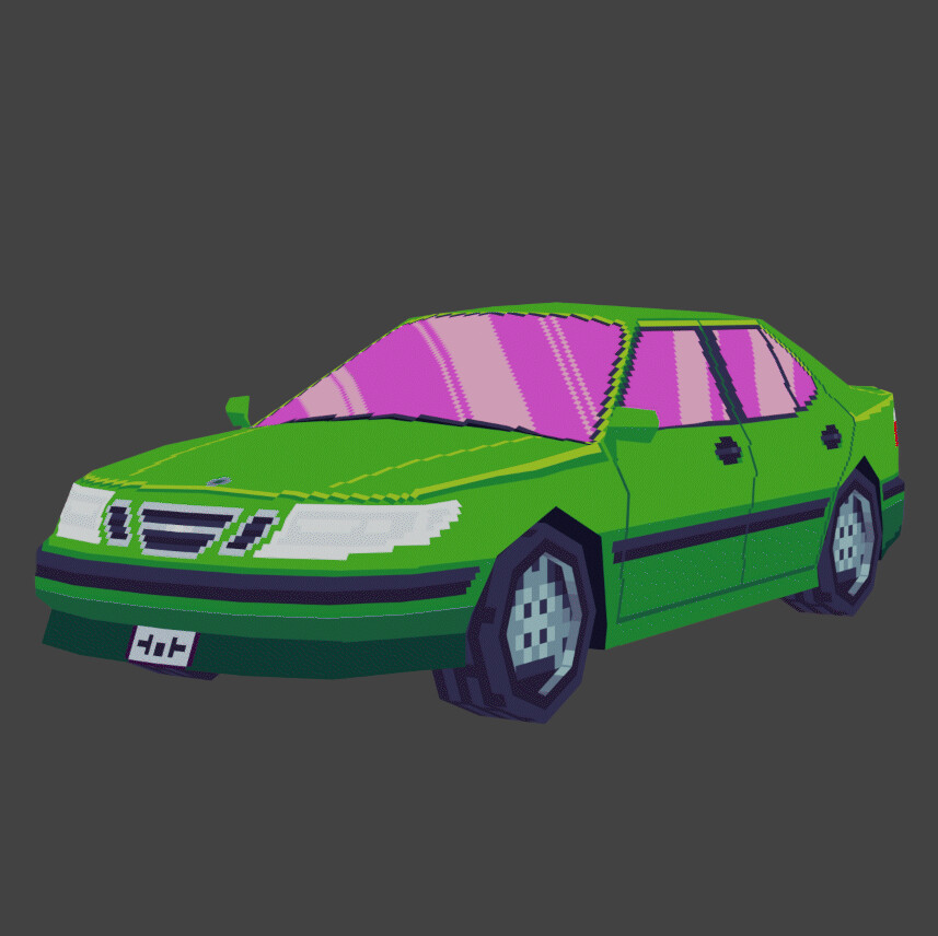 ArtStation - Saab - 3D Pixel Car