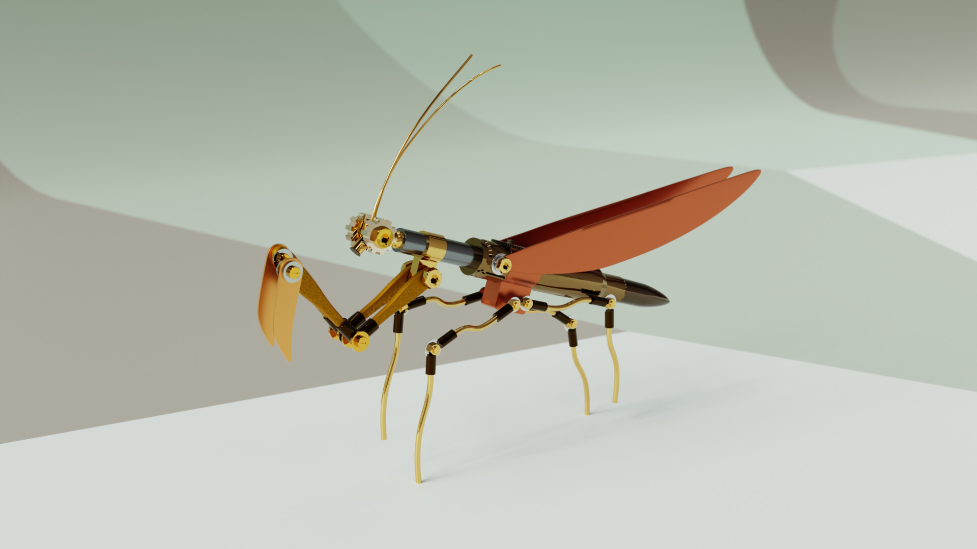 ArtStation - Mechanical Mantis (Game Asset Model & it's rig)